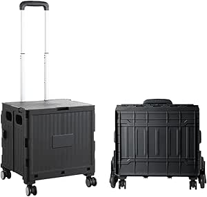 Amazon.com: Foldable Utility Cart Collapsible Rolling Carts with Lid ...