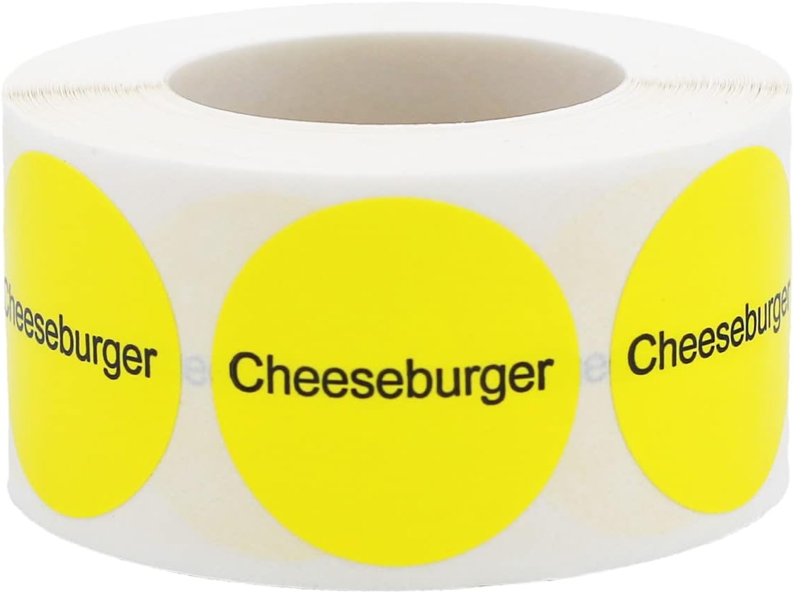 Amazon.com: Cheeseburger Deli Labels 1 Inch 500 Total Adhesive Labels ...