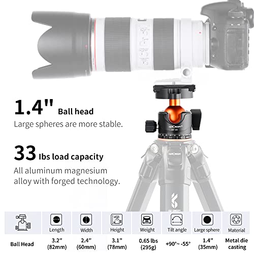 K&F CONCEPT KF-35 Ballhead Tripod Mount Adapter 35mm Large Ball Head ...