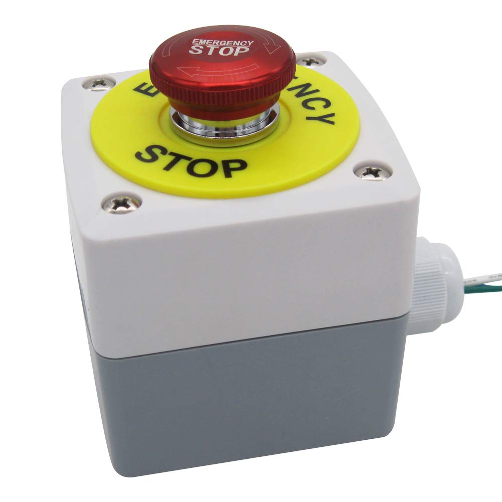 mxuteuk 22mm Stainless Steel Metal Latching Emergency Stop Push Button ...