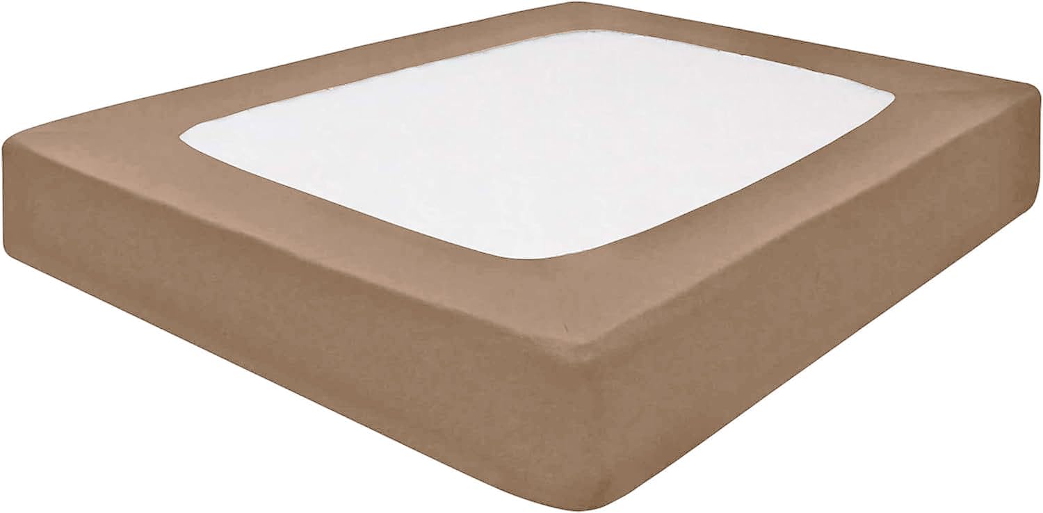 Amazon.com: Taupe Box Spring Cover Queen Size - 100% Cotton Blend ...