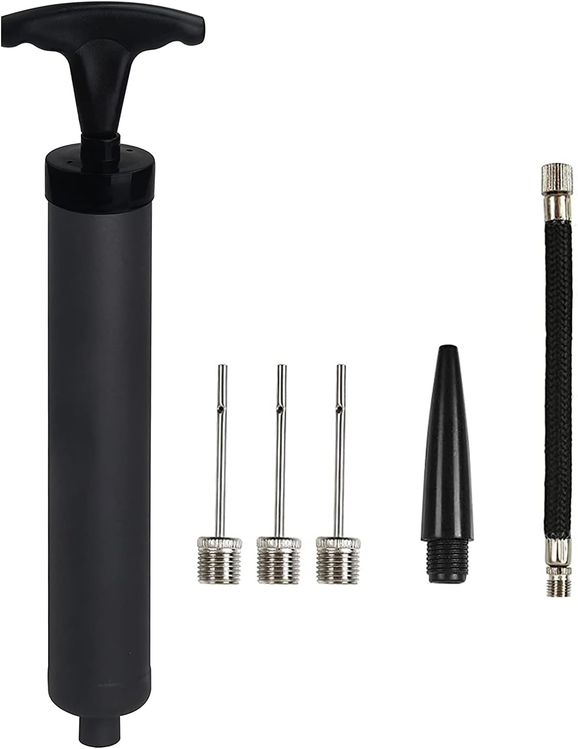 Angju 10" Portable Hand Air Ball Pump Inflator Kit with Needle, Nozzle ...