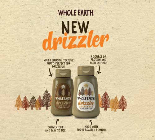 Whole Earth Drizzler Golden Roasted Peanut Butter, Squeezy Runny Nut ...
