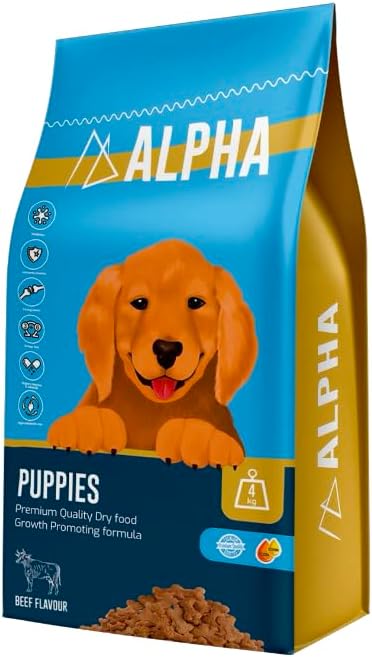 Alpha Puppy Food for Medium and Large Breeds, Beef Flavour, Premium Dry ...