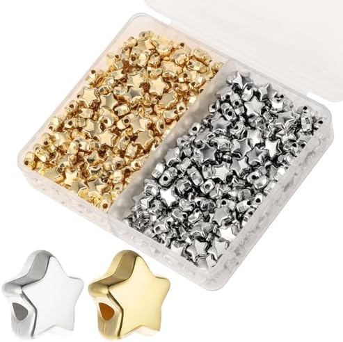 DIY Star Buttons for Crafts, Mabor 400pcs Star Beads, Silver & Gold ...