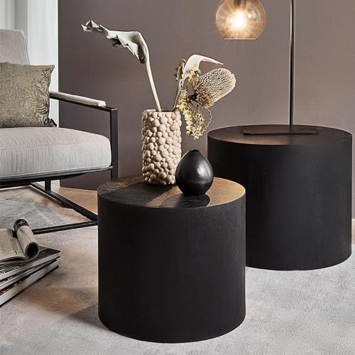 Amazon.com: DREAMODERN Black Round Nesting Coffee Table Set of 2 ...