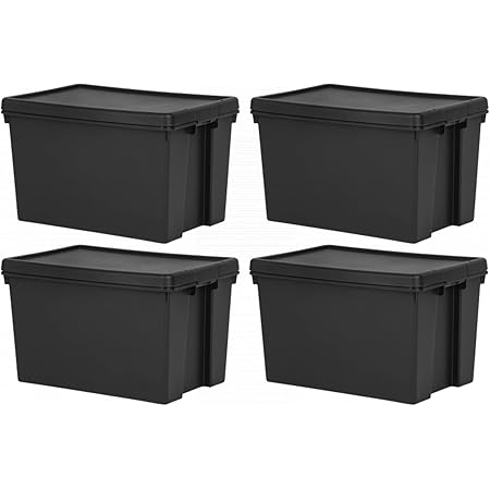 (Set of 4) 62L 62 Litre Recycled Heavy Duty Super Strong Storage Boxes ...