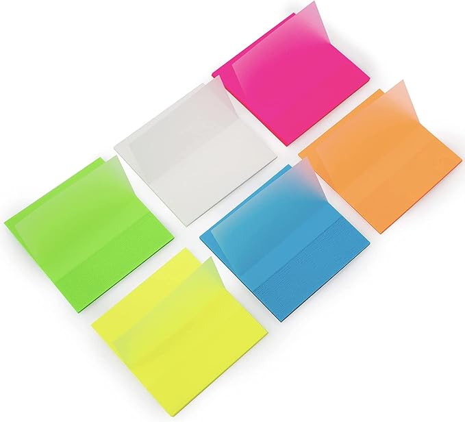 YUBX Transparent Sticky Notes Set 6 Packs Solid Colors 300PCS ...