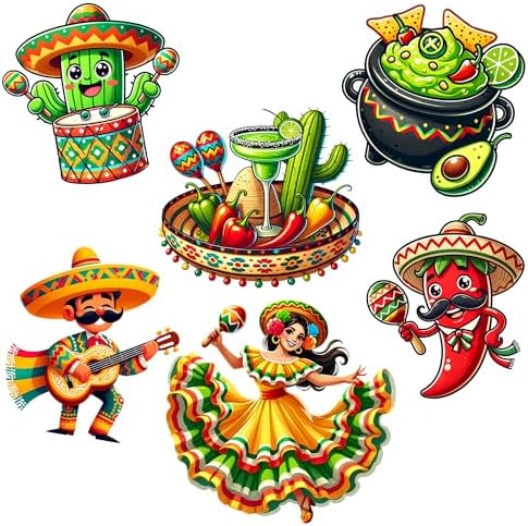 Amazon.com: Purpeak 36 Pcs Mexican Fiesta Wooden Ornaments Cinco De ...
