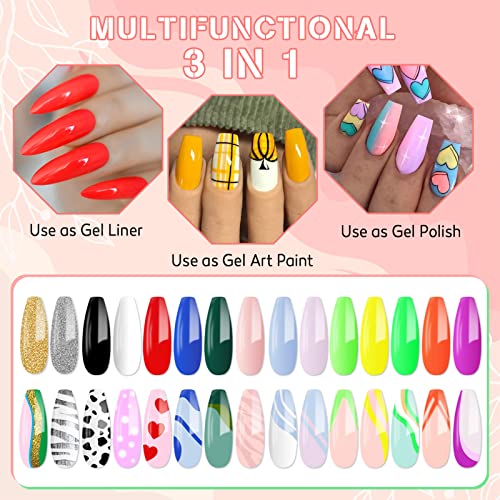 Snapklik.com : Rechoo 24 Colors Painted Gel Nail Polish Set, Liner Art ...