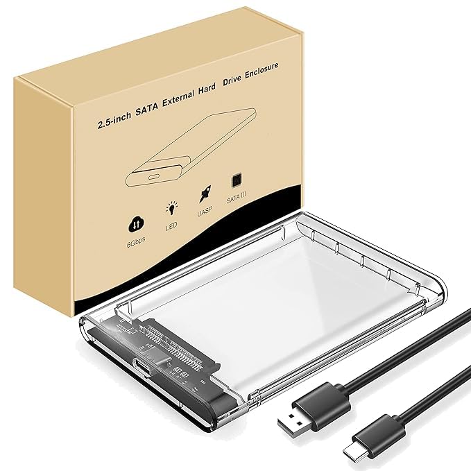 DJ 2.5" External Hard Drive Enclosure, SATA III to USB Type-C for HDD ...