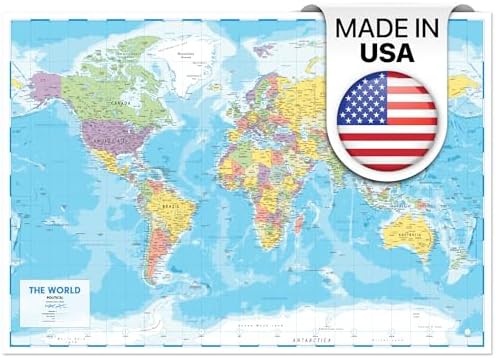 World Map Poster 33 x 24" Large Wall Map of the World – World Map Wall ...