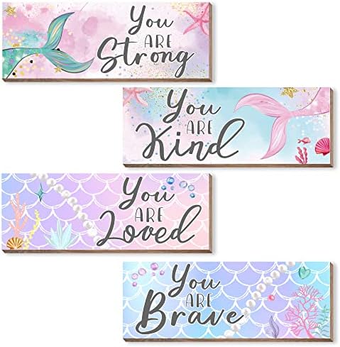 Amazon.com: CHENGU 9 Pcs Watercolor Mermaid Wall Decor Inspirational ...