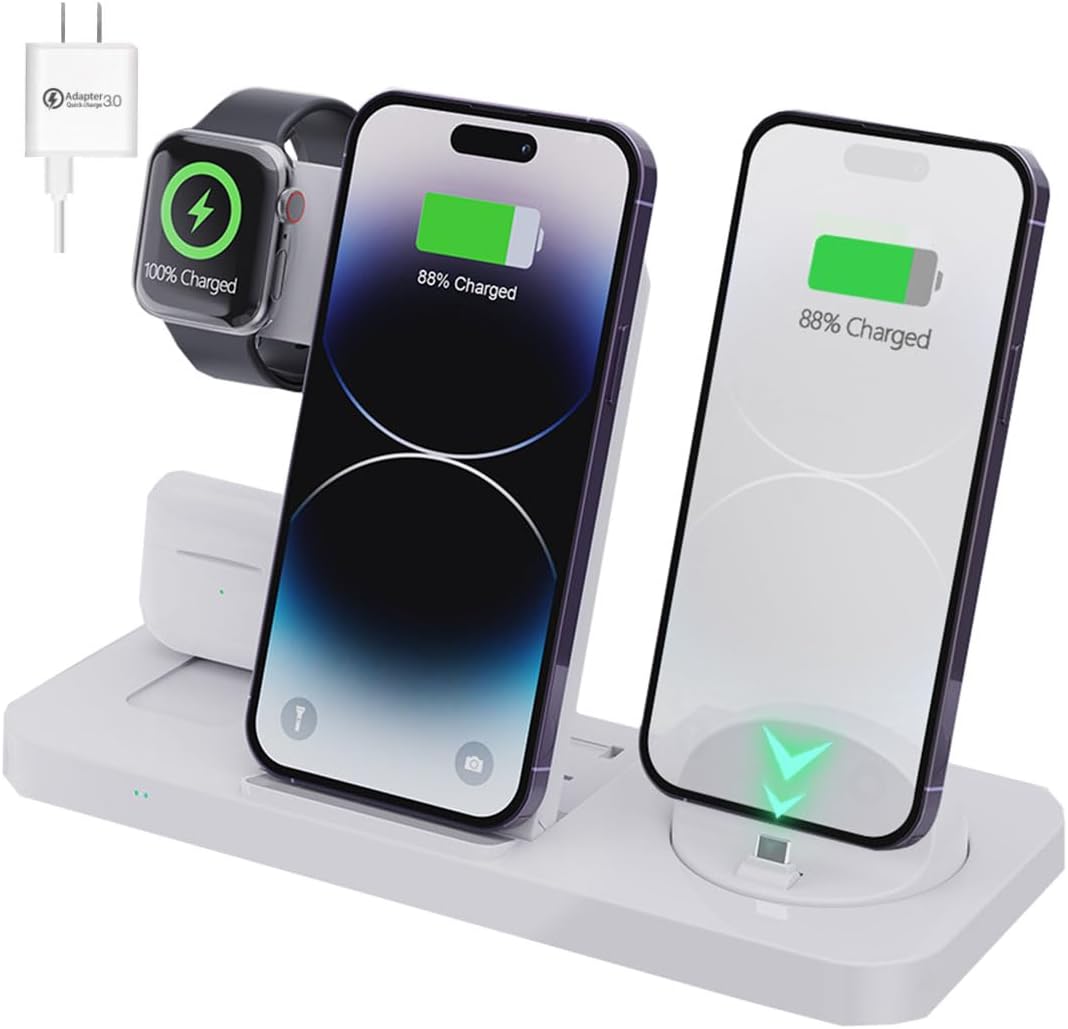 Amazon.com: Wireless Charger, 6 in 1 Wireless Charging Station, Fast ...