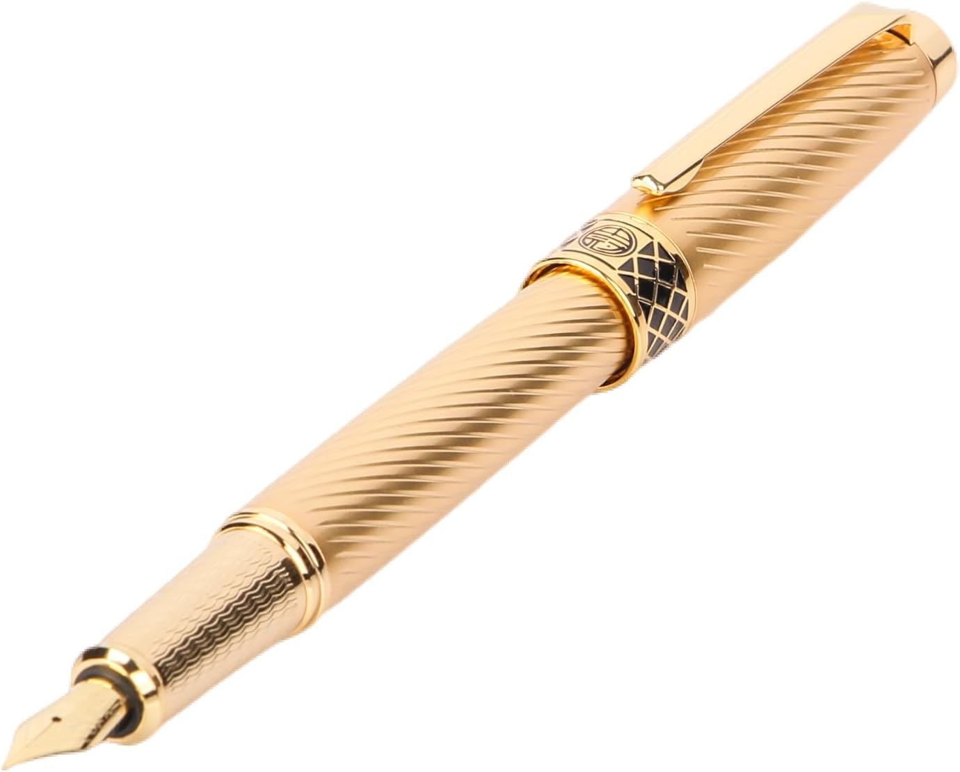 Amazon.com : Generic Luxury Black & Gold Fine Nib Fountain Pen with ...
