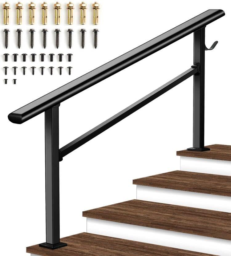 Ajustable Handrails for Outdoor Steps, Versatile 4-Step Stair Handrail ...