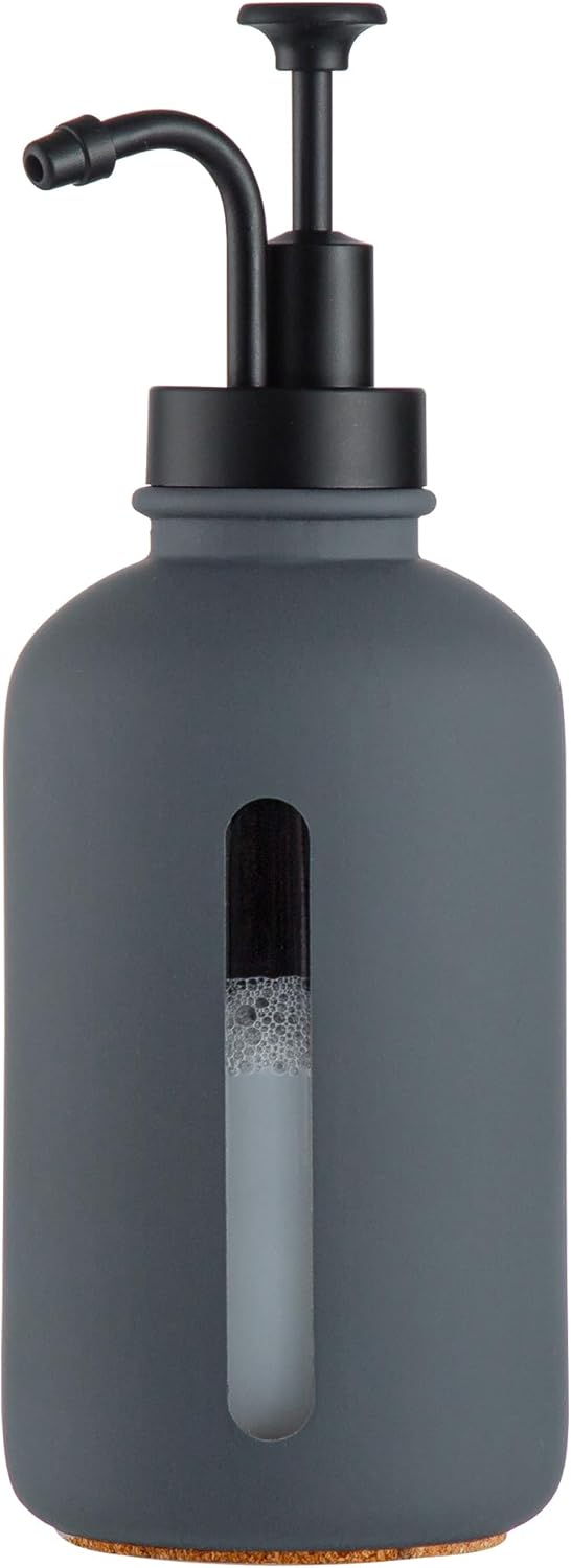 Amazon.com: Enra Gray Soap Dispenser with Window,17oz Glass Hand Soap ...