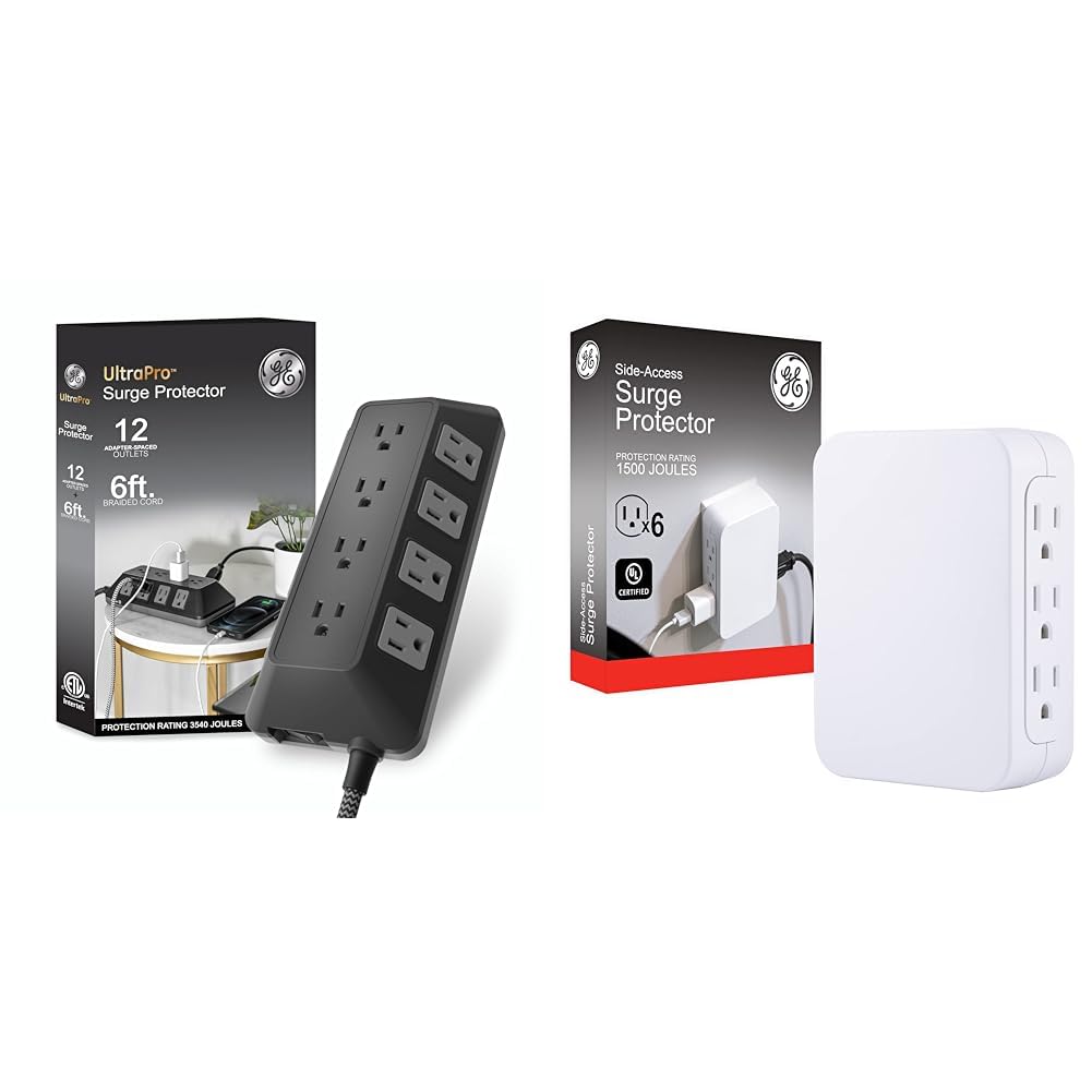 Amazon.com: GE UltraPro Adapt 12-Outlet Surge Protector, 6ft Braided ...