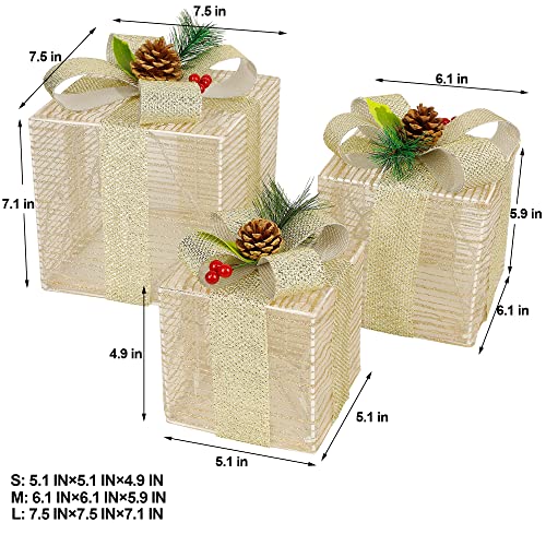 Snapklik.com : Lulu Home Lighted Christmas Boxes, 60 LEDs Lighted Deocr