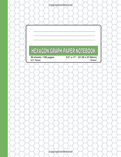 Hexagon Graph Paper Notebook - 0.2" Hexes (Green-100): 100 Pages Small ...