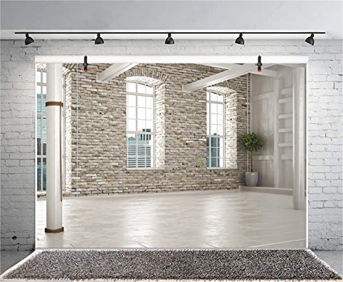 CSFOTO 7x5ft Polyester Brick House Backdrop Empty office - Want It All