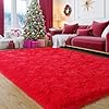 Amazon.com: Red Plush Rug for Living Room Fuzzy Carpet for Bedroom Dorm ...