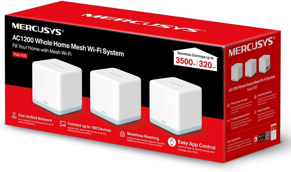 MERCUSYS Halo Mesh, Sistema WiFi Mesh para tu hogar, Doble Banda AC1200 ...