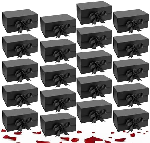 Aakriti Black Foldable Diwali Gift Box with Satin Ribbon - Medium (24 x ...