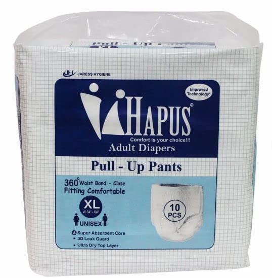 Hapus Disposable Unisex Adult Diapers Size XL,W 34'-64 Pull up Pants ...