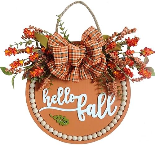 Amazon.com: Moucuny Hello Fall Sign for Front Door Thanksgiving Wooden ...