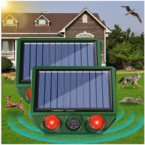 Amazon.com: 2 Pack Solar Ultrasonic Squirrel Repellent Outdoor ...