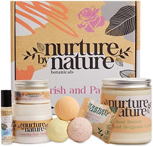 Amazon.com : Nurture by Nature Pamper Bath Set - Natural Bath Gift Set ...