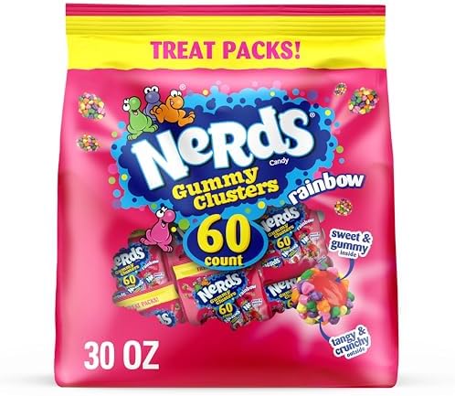 Amazon.com : NERDS Gummy Clusters, Candy Treat Packs, Rainbow, Crunchy ...