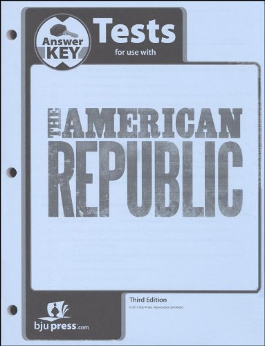 American Republic Grade 8 Test Pack Answer Key 3rd Edition : Key ...