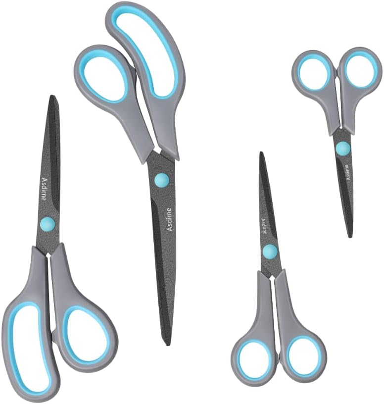 Asdirne Teflon Coating Scissors Set of 4, Non-Stick Scissors All ...