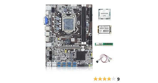 B75 8 Card BTC Mining Motherboard 8X USB3.0PCIE LGA1155 DDR3 RAM SATA3.0G620 CPU4PIN To 6PIN ...