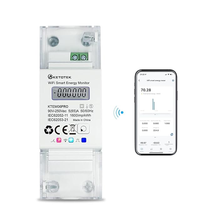 Buy KETOTEK Smart Electricity Meter DIN Rail Bidirectional Measuring ...