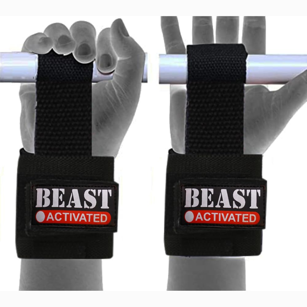 Buy EasyHealth Beast Activated Deadlift Weight lifting Wrist Straps For Gym Hand Grips Band ...
