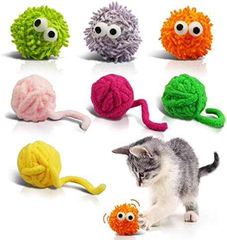 Amazon.com : YFDB Cat Ball Toys, Assorted Colors Plush Balls with Built ...