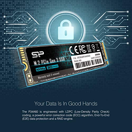 Silicon Power PCIe M.2 NVMe SSD 256GB Gen3x4 R/W up to 2, 100/1, 200MB ...