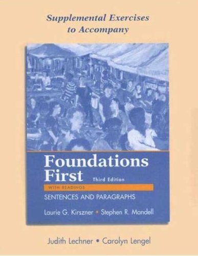 Buy Foundations First Supplemental Exercises: Sentences and Paragraphs ...