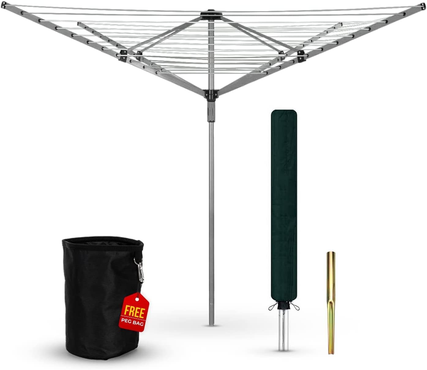 FunkyBuys 60M Rotary Washing Line | 4 Arm Washing Line Rotary Airer ...