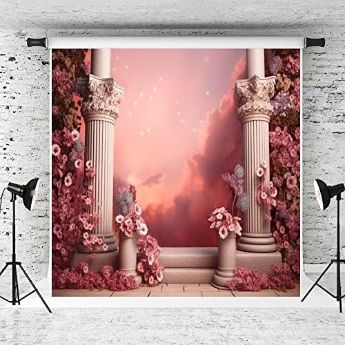 Amazon.com : Kate 8x8ft Pink Floral Backdrop for Photography Pink Sky ...