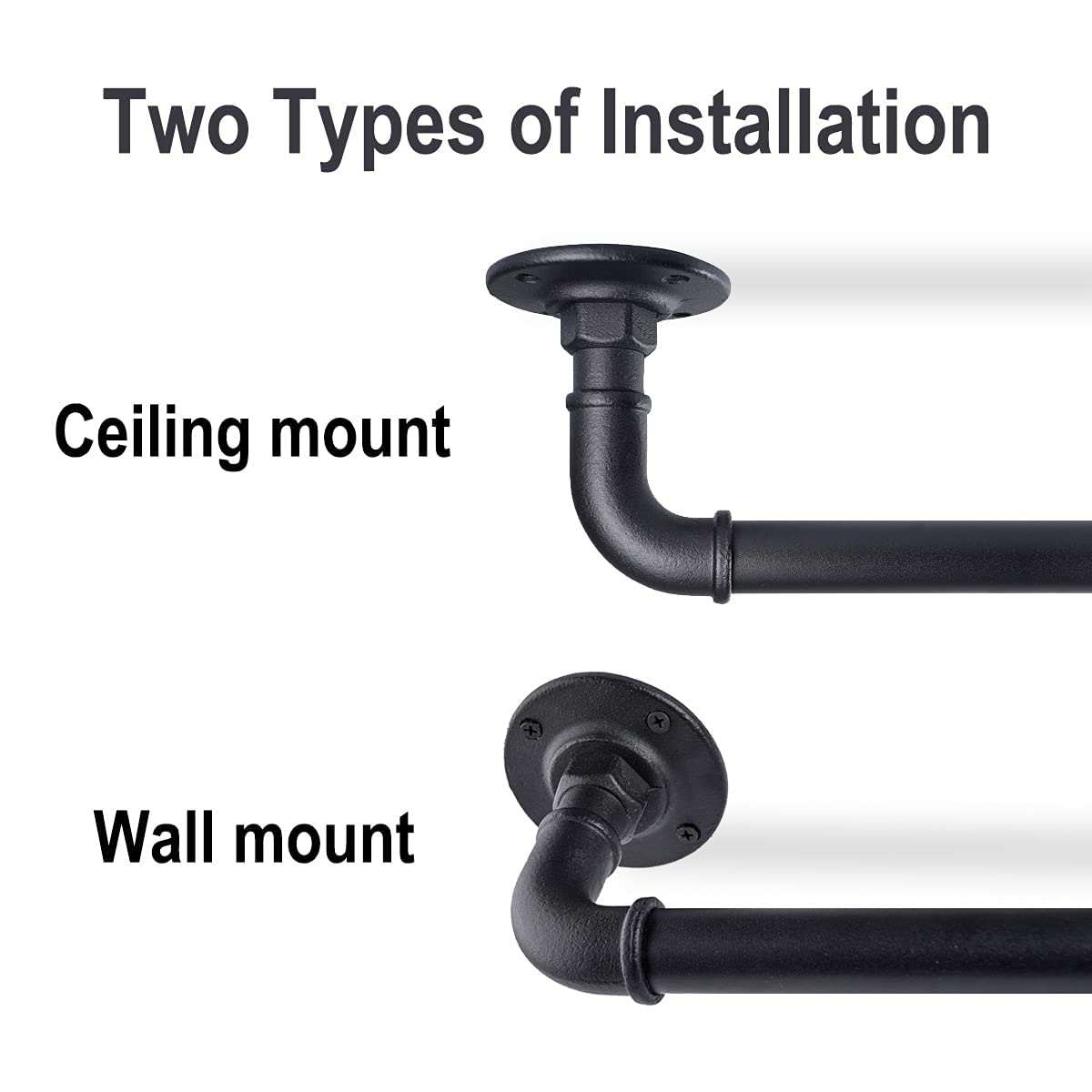 Industrial Pipe Window Curtain Rod, Curtain Rods, 1 Inch Industrial ...