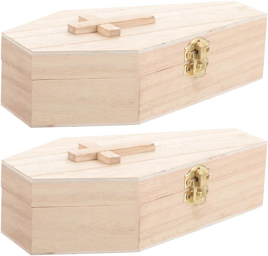 Amazon.com: PRETYZOOM 2 Pcs Halloween Coffin Box Fillable Hinged Box ...