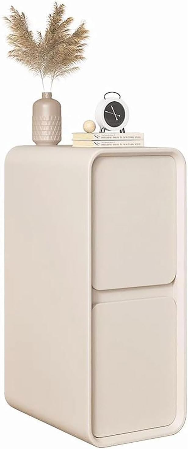 Amazon.com: TISTIK Extra Narrow Nightstand w/2 Solid Wood Drawers ...