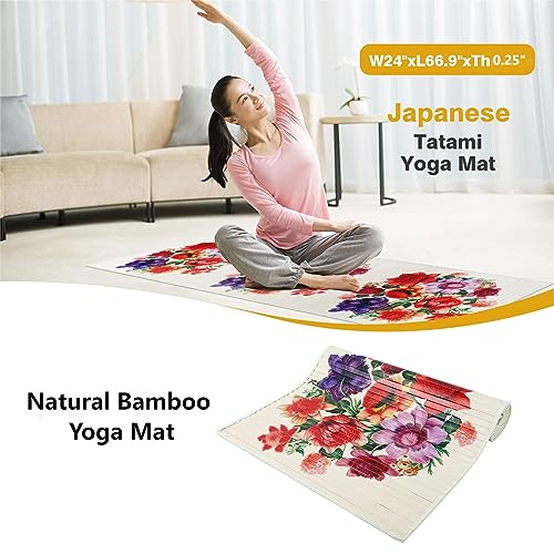 Bamboo Yoga Mat for Home Fitness and Exercise 24”x 67”