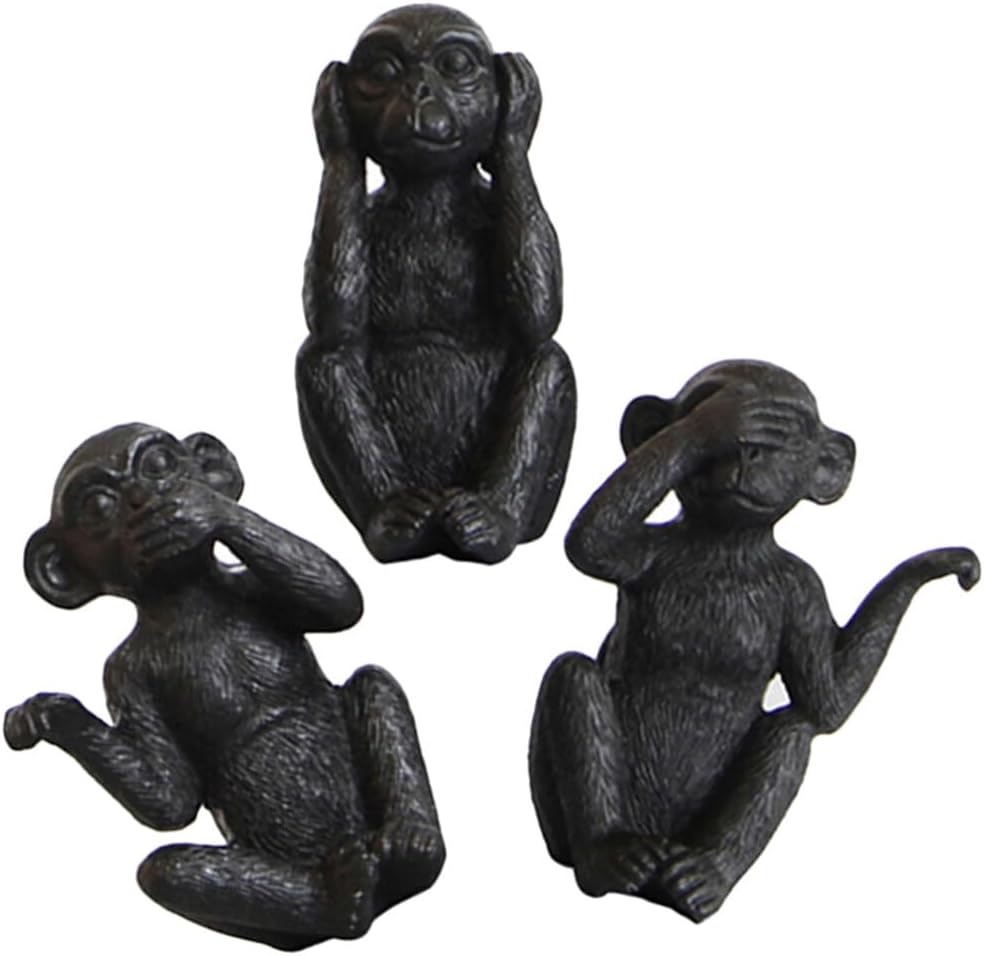 Amazon.com: 3pcs Resin Monkey Figurine Wise Monkeys Statue Hear See no ...