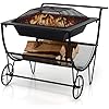 Amazon.com : Goplus Outdoor Fire Pit with Wheels, 21.5 Small Bonfire ...
