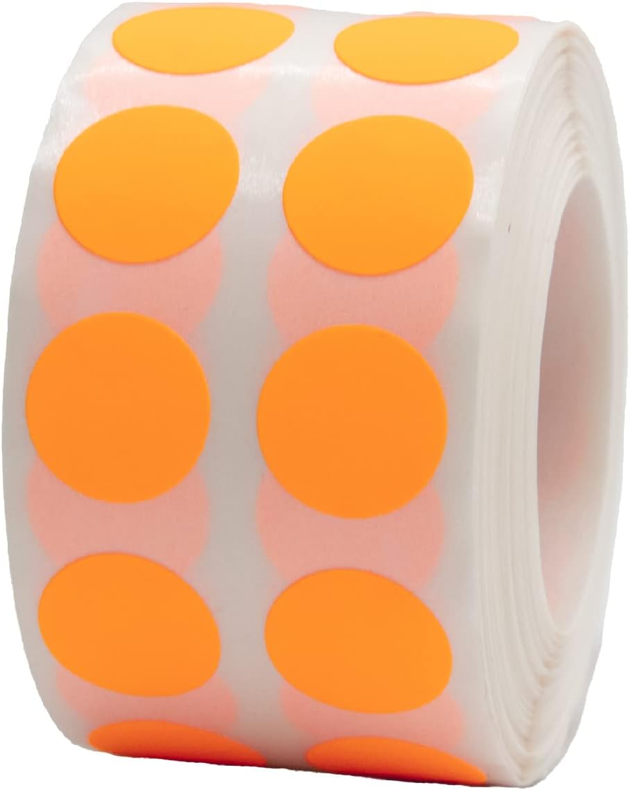 Small Fluorescent Orange Dot Stickers 0.5 Inch 12.7 mm Round 1000 Count ...